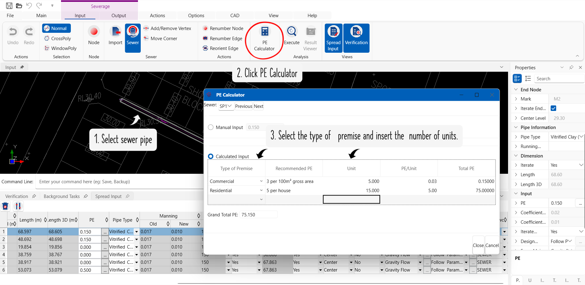 Inputting Sewer Properties - MES Innovation Sdn Bhd
