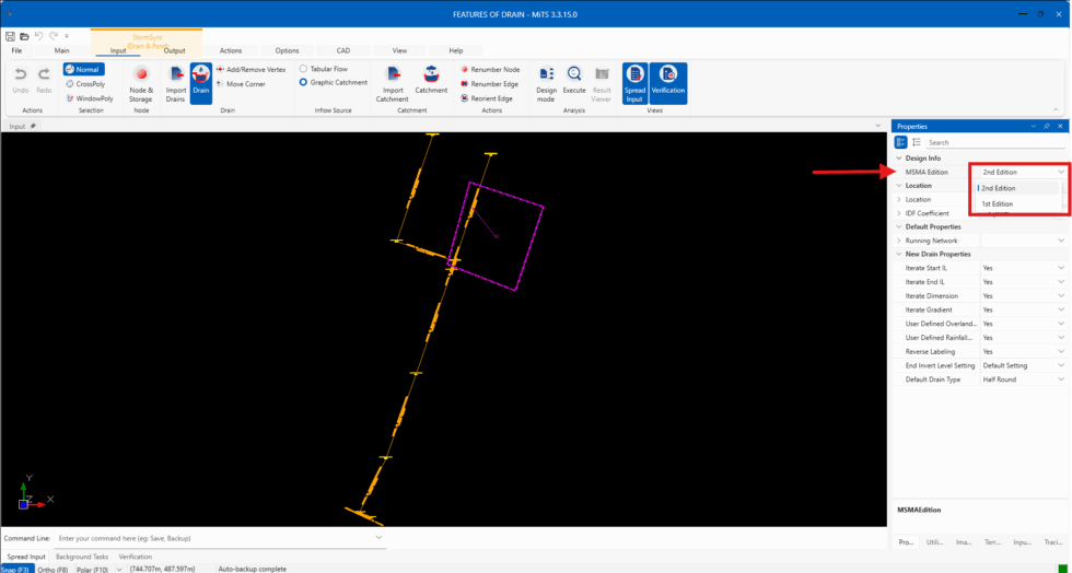 Inputting Drain Properties - MES Innovation Sdn Bhd