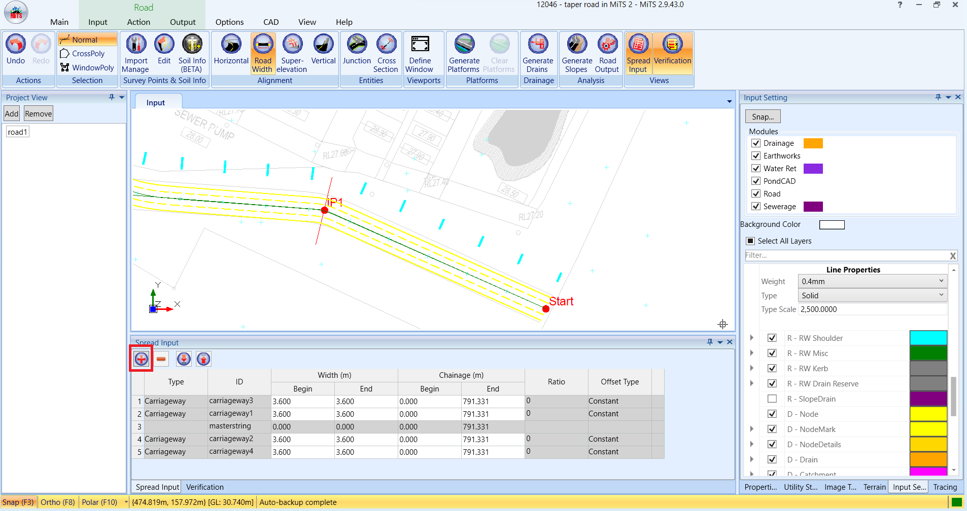 How to create taper road in MES Road - MES Innovation Sdn Bhd