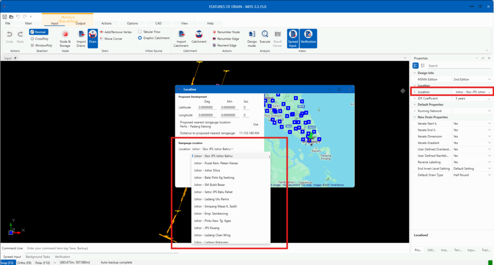 Inputting Drain Properties - MES Innovation Sdn Bhd