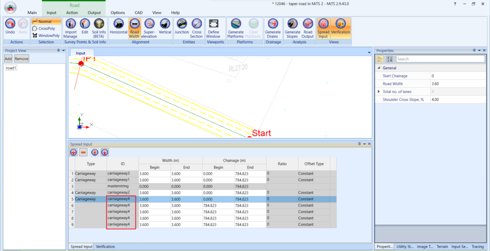 How to create taper road in MES Road - MES Innovation Sdn Bhd