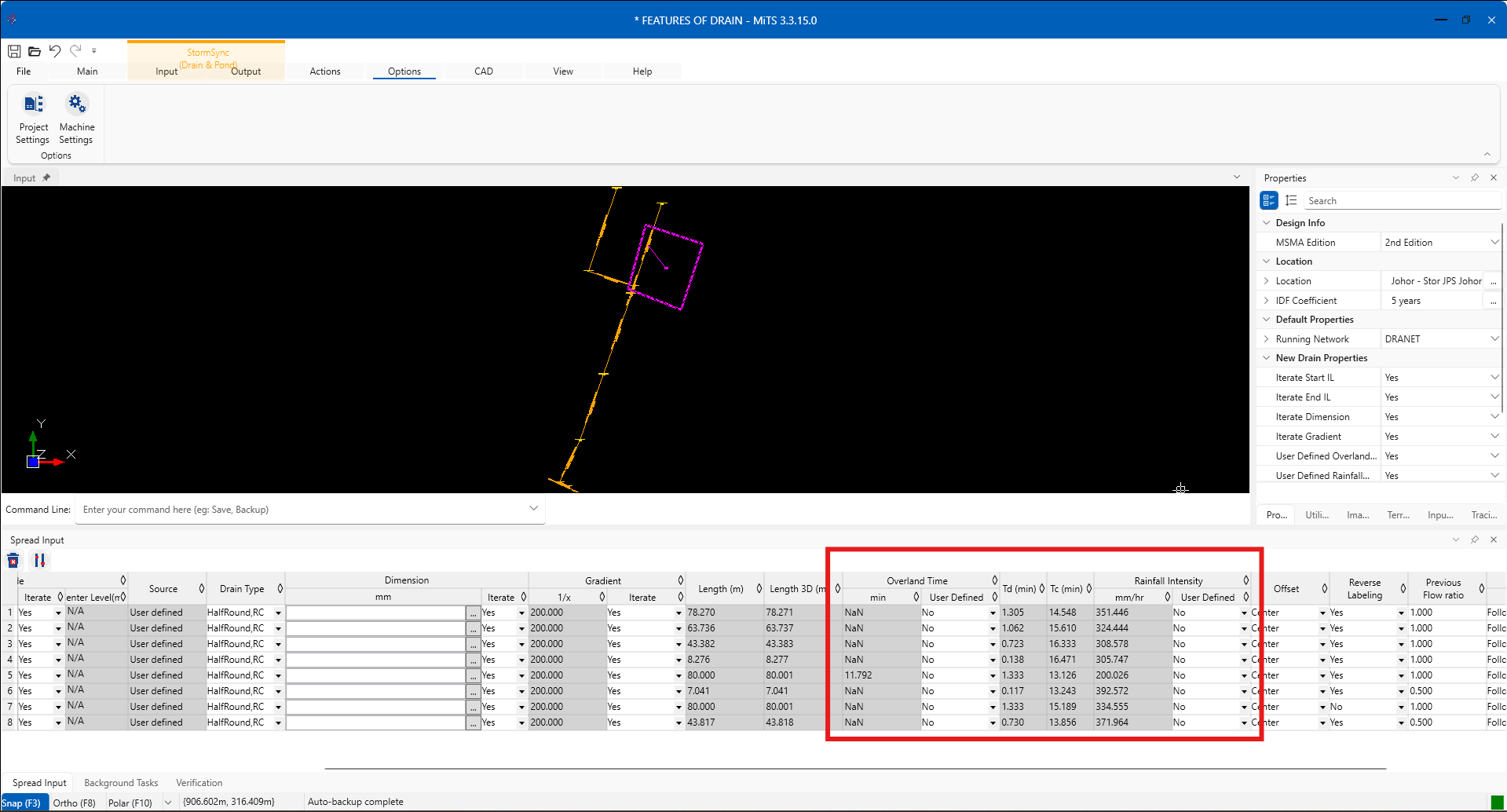 Inputting Drain Properties - MES Innovation Sdn Bhd