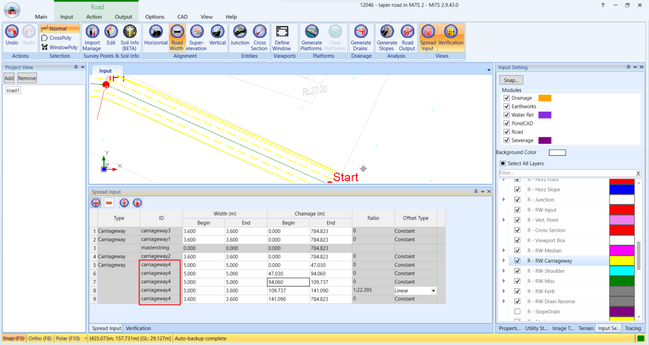 How to create taper road in MES Road - MES Innovation Sdn Bhd