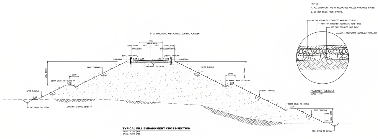 Slope drains on the roadside for CUT and FILL area - MES Innovation Sdn Bhd