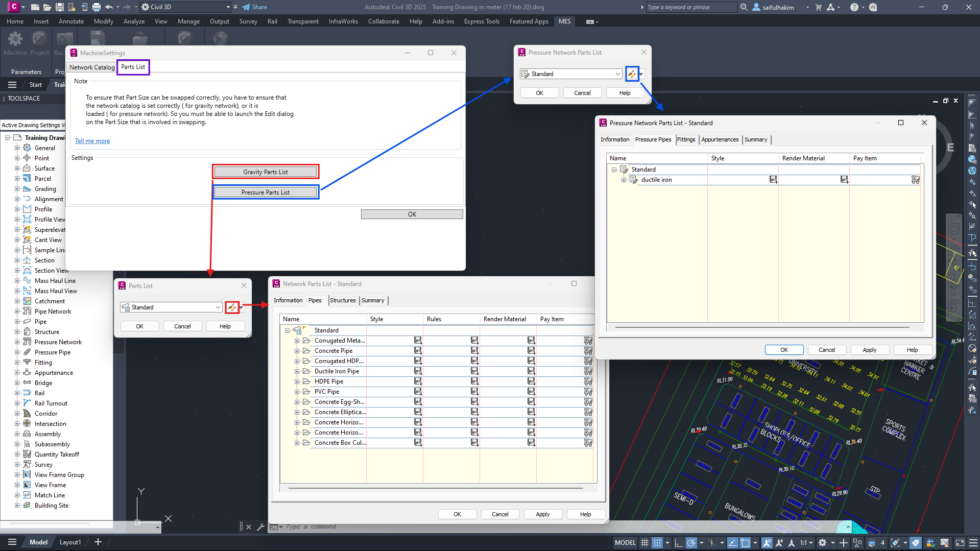 Adding pipe and structure size to part list in Civil 3D - MES ...