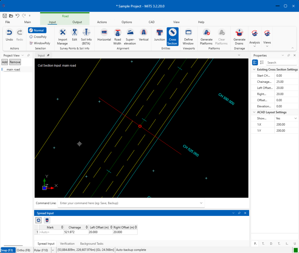 How to add new chainage for road cross section - MES Innovation Sdn Bhd