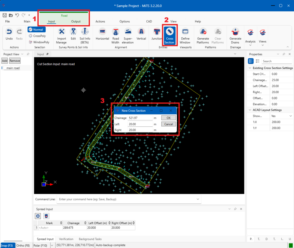 How to add new chainage for road cross section - MES Innovation Sdn Bhd