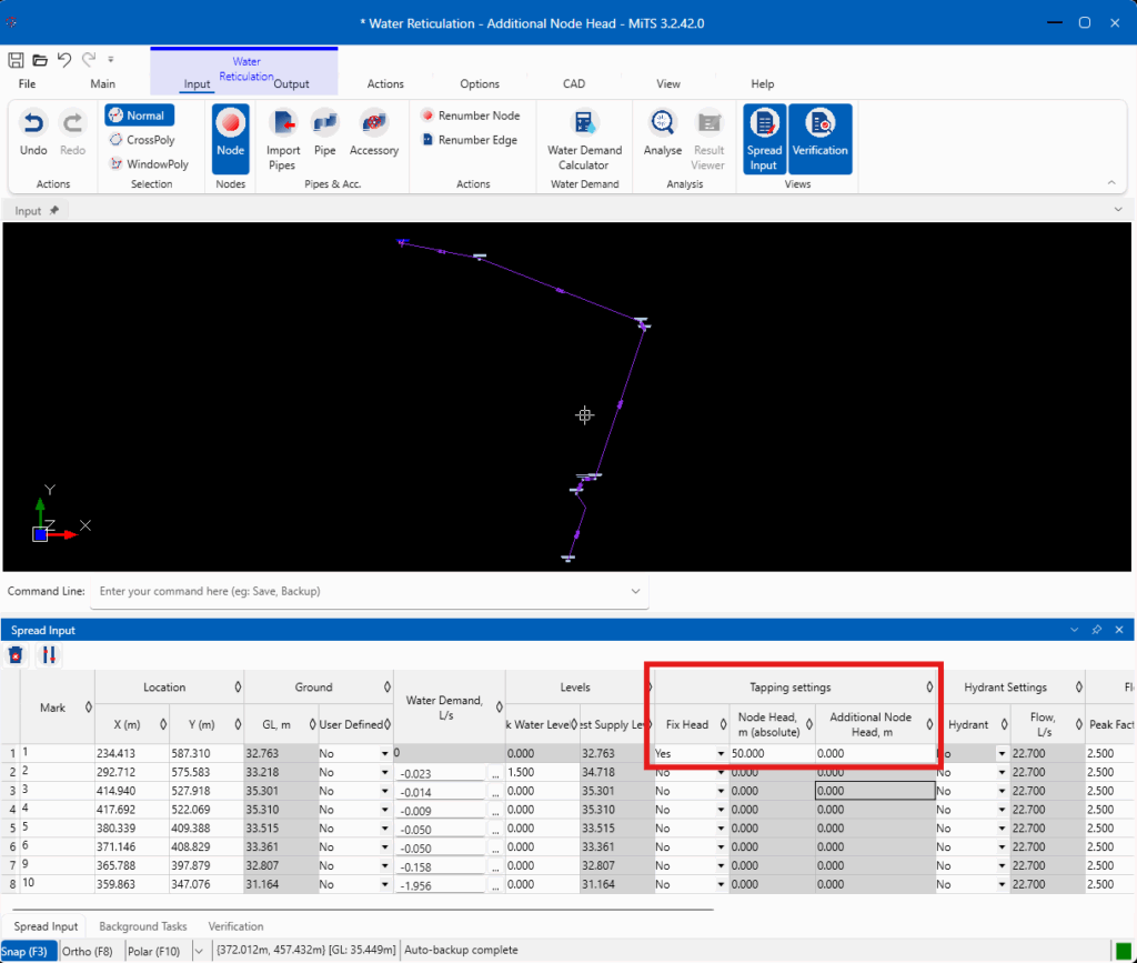 Additional Node Head in Water Reticulation Network - MES Innovation Sdn Bhd